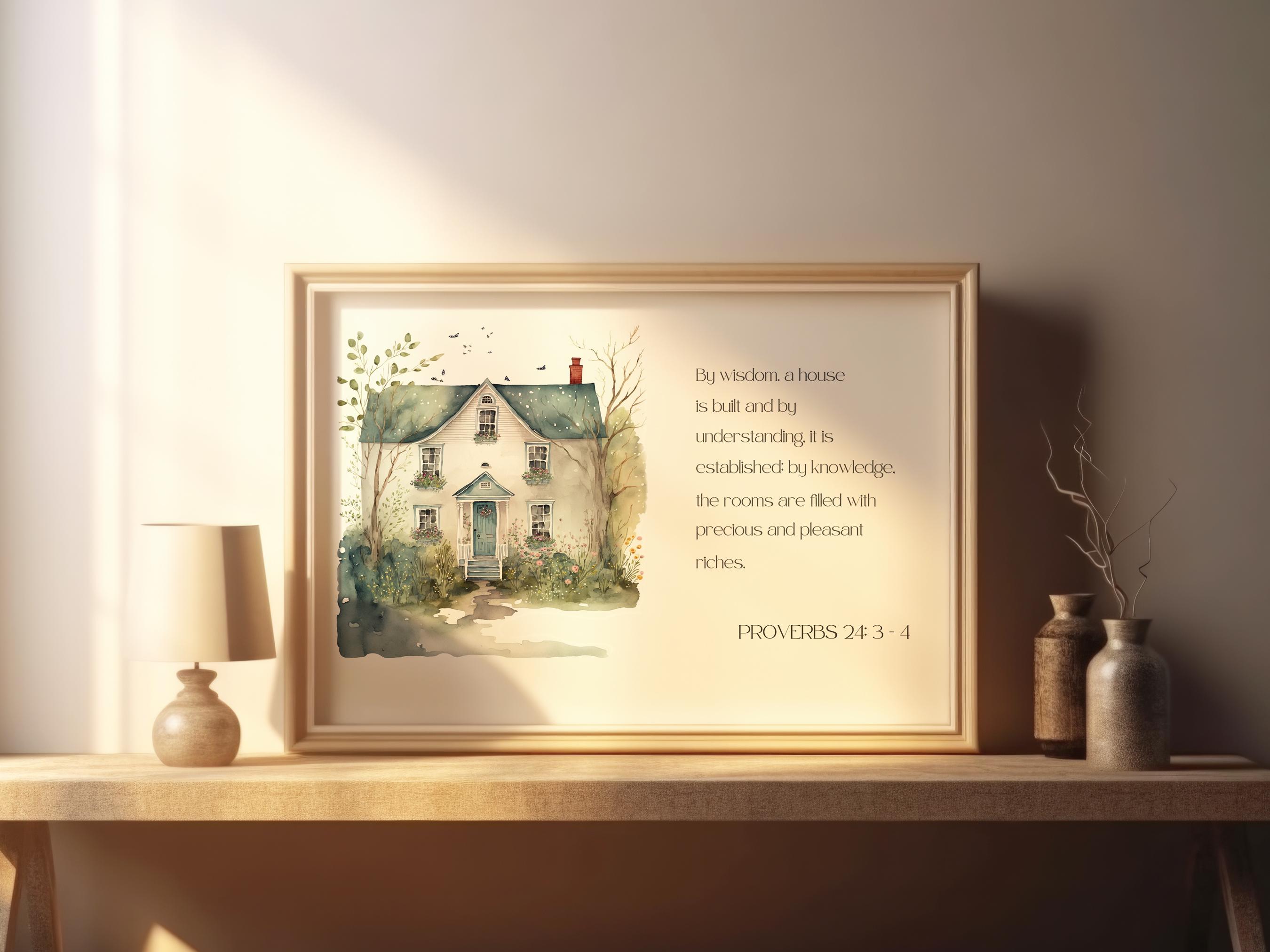 Proverbs 24 3 4 by Wisdom a House is Built Rustic Horizontal Bible ...