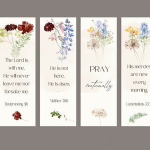 Watercolor Floral Bible Verse Bookmarks: Christian Gift Set (digital ...