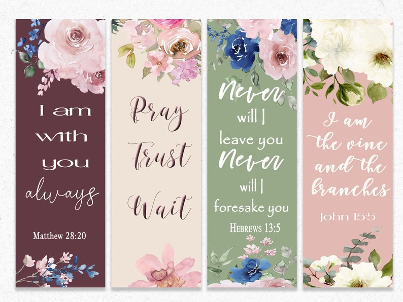 Floral Scripture Bookmarks: Religious Quote Prints (digital Download ...