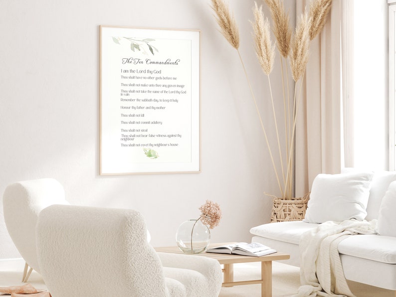 The Ten Commandments Printable Scripture Family Sign, Modern Verse ...