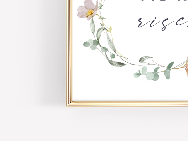 He is Risen Bible Verse Poster, Printable Wall Art, Easter Gift Idea ...