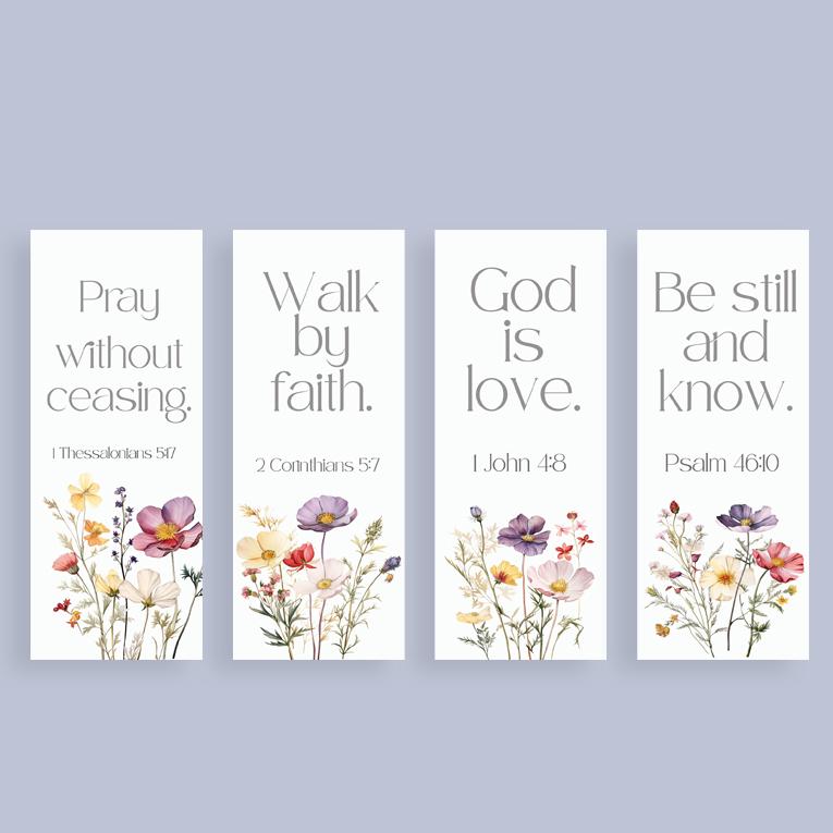 Floral Scripture Bookmarks: Watercolor Bible Verse Set (digital ...
