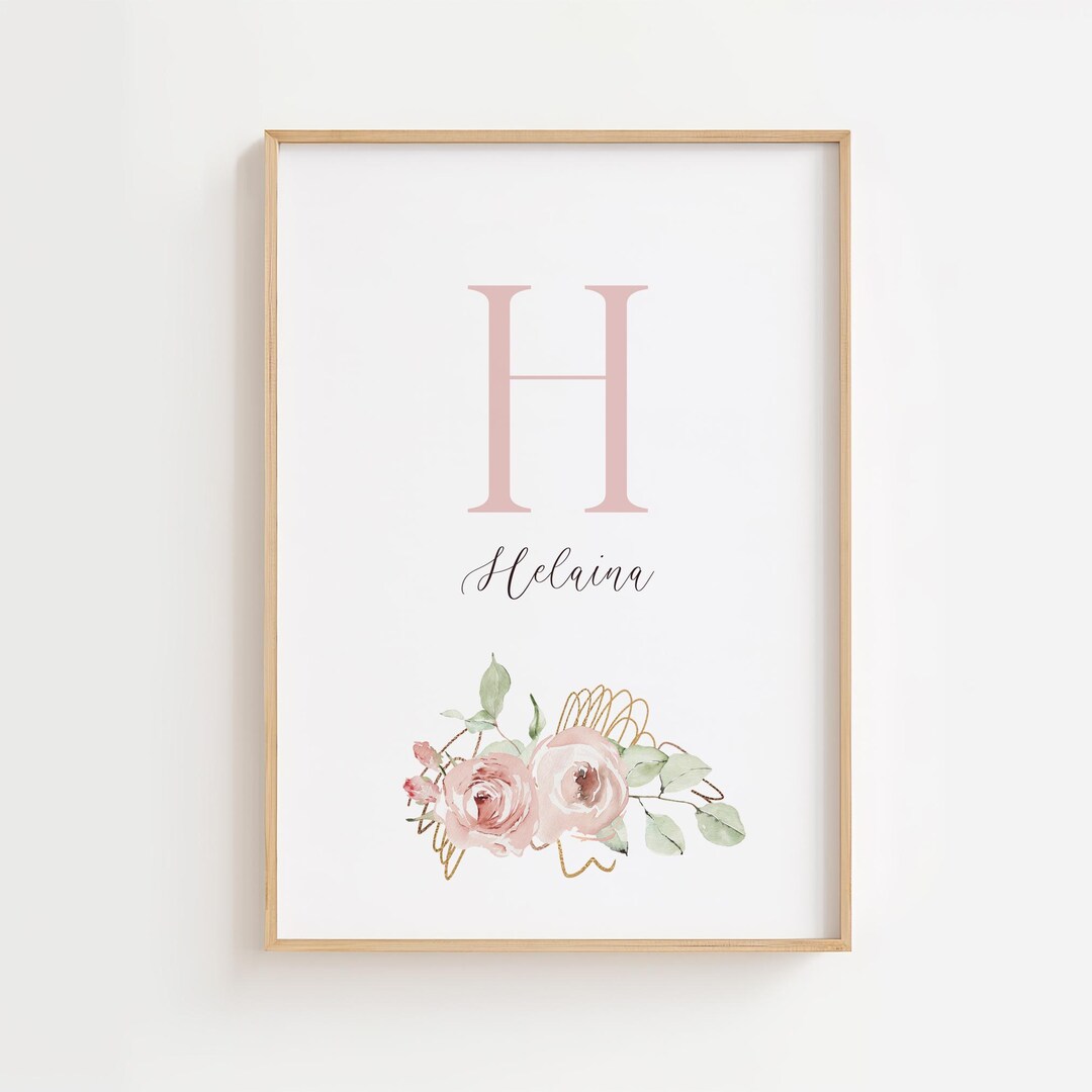 Personalized Nursery Girl Printable Dusty Pink Name Sign, Digital ...