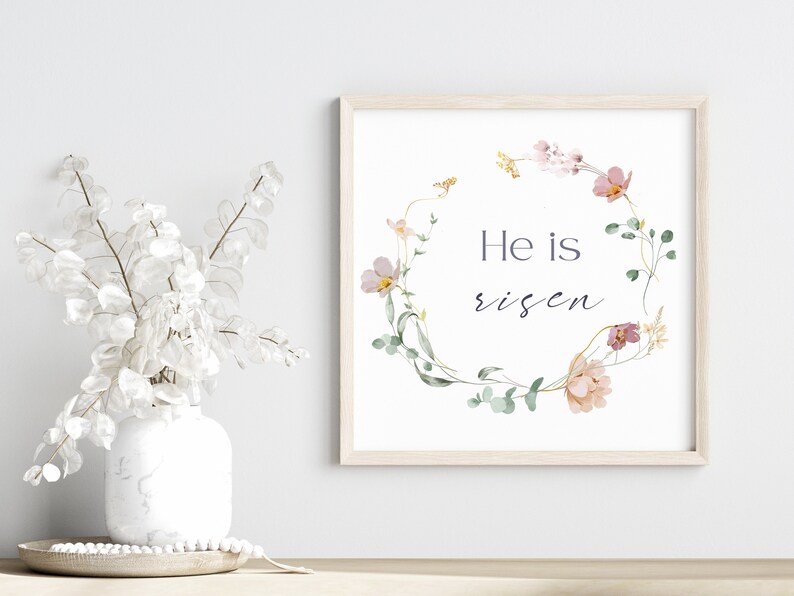 He is Risen Bible Verse Poster, Printable Wall Art, Easter Gift Idea ...