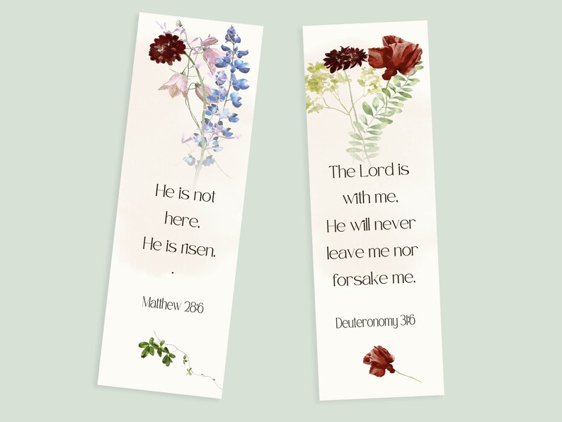 Watercolor Floral Bible Verse Bookmarks: Christian Gift Set (digital ...