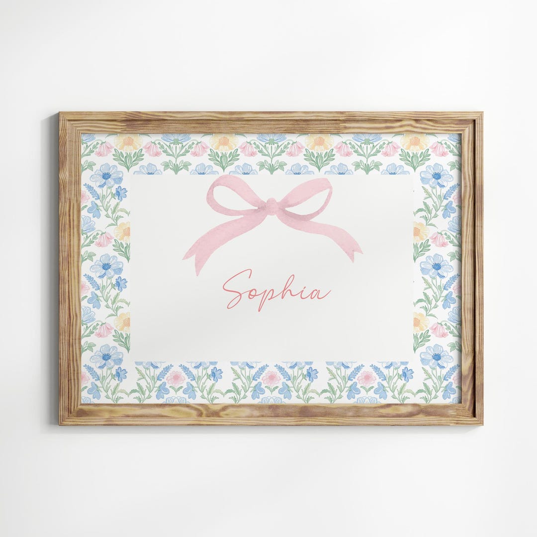 Personalized Horizontal Name Sign Grandmillennial Printable Baby Girl ...
