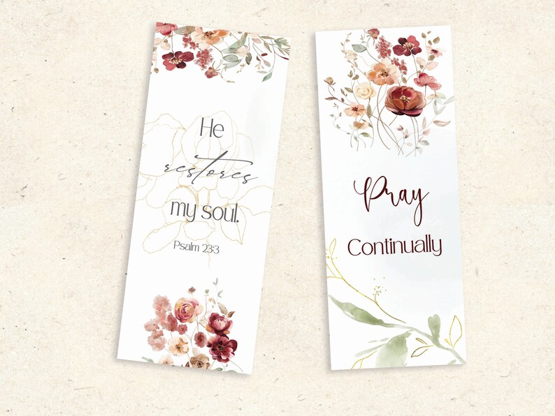 Watercolor Scripture Bookmarks: Floral Bible Verse Gift (digital ...