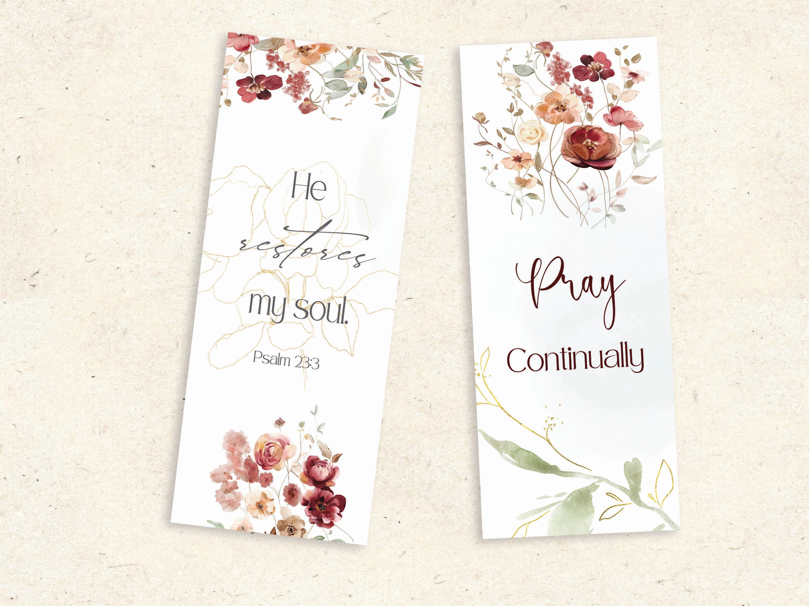 Watercolor Scripture Bookmarks: Floral Bible Verse Gift (digital ...