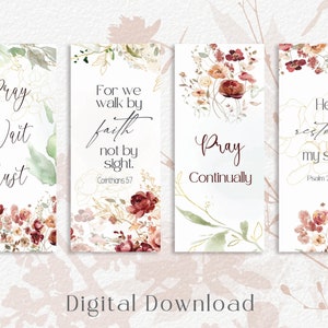 Watercolor Scripture Bookmarks: Floral Bible Verse Gift (digital ...