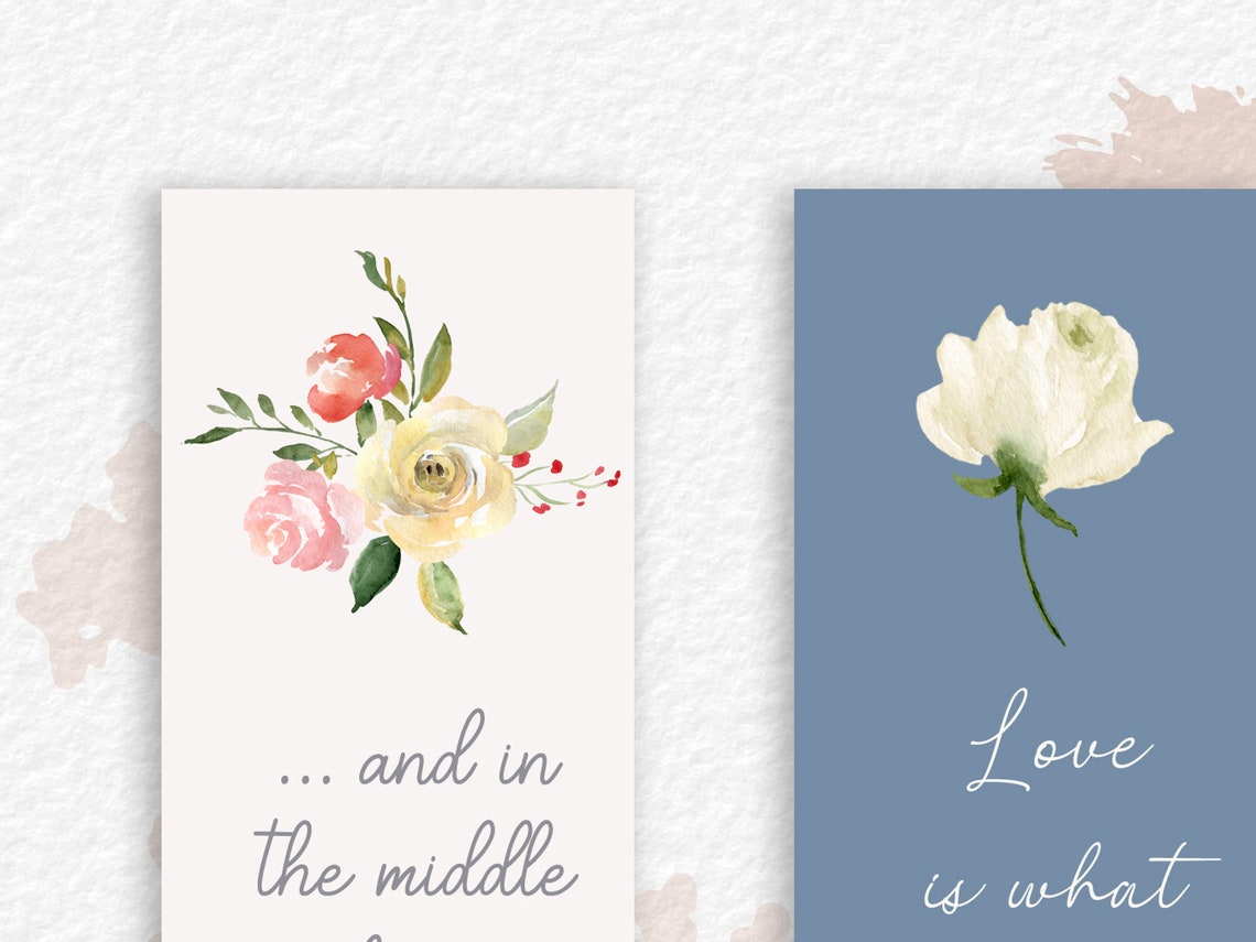 Thinking of You Printable Love Bookmarks, Set of 4 Floral Bookmarks ...