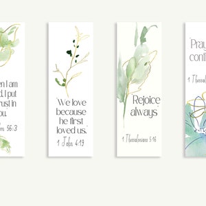 Bible Quote Bookmarks Set of 4 Watercolor Hand Painted Floral Digital ...