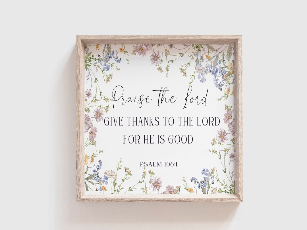 Printable Square Bible Verse Wall Art Christian Art Print Floral ...