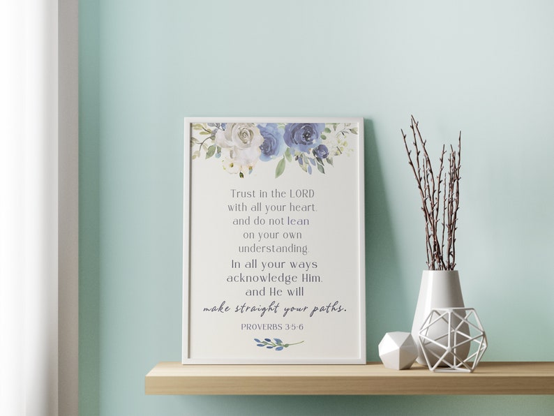Proverbs 3:5-6 Trust the Lord, Bible Verse Printable Wall Art ...