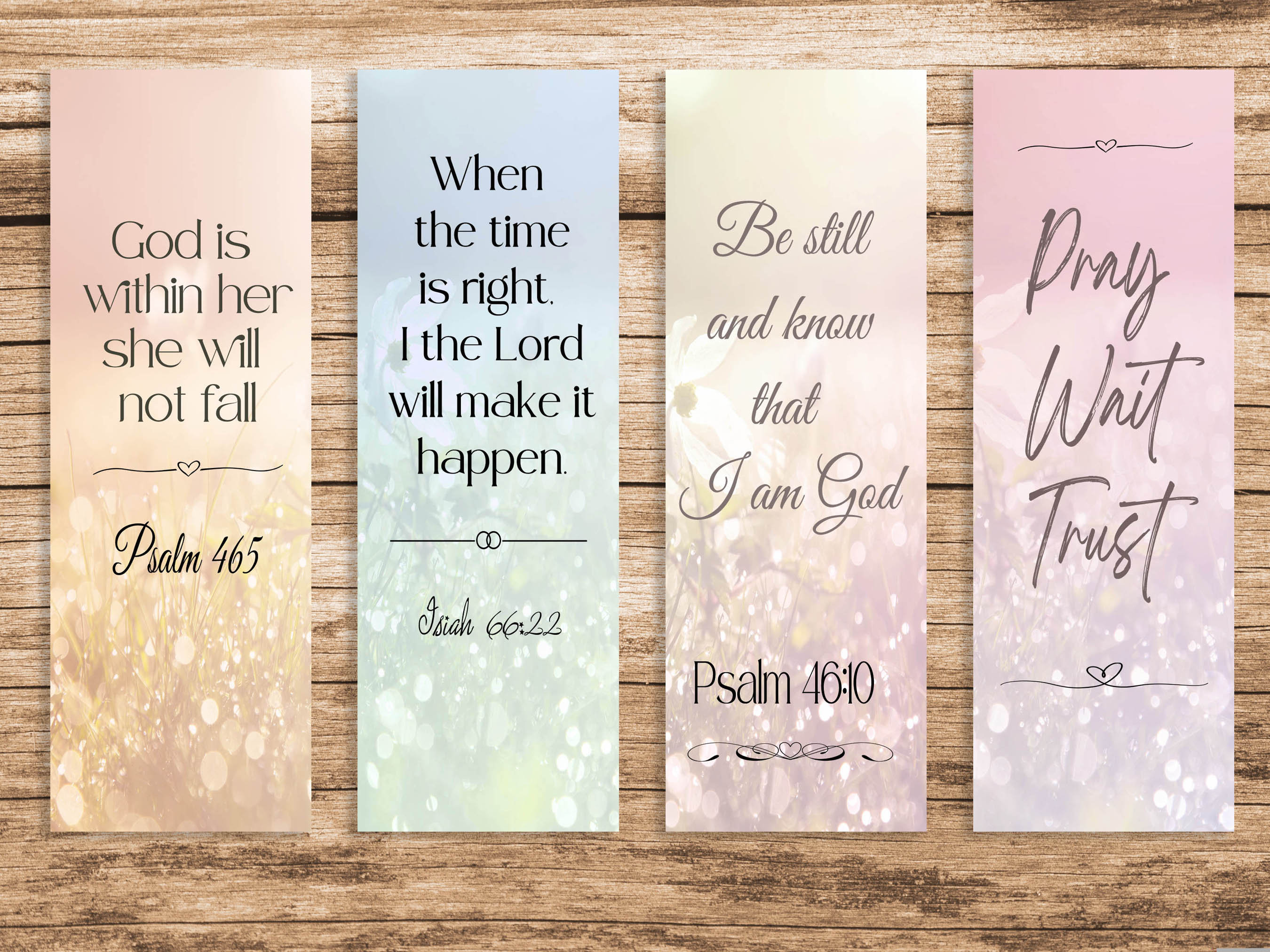 Unique Printable Christian Bookmark Motivation Bible Quote Set of Four ...
