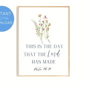 Psalm 118:24 This is the Day the Lord Has Made, Bible Verse Wall Art ...
