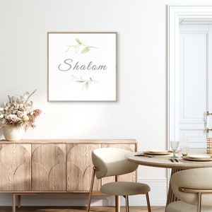 SHALOM Square Wall Art Printable, Modern Scripture, Botanical Christian ...