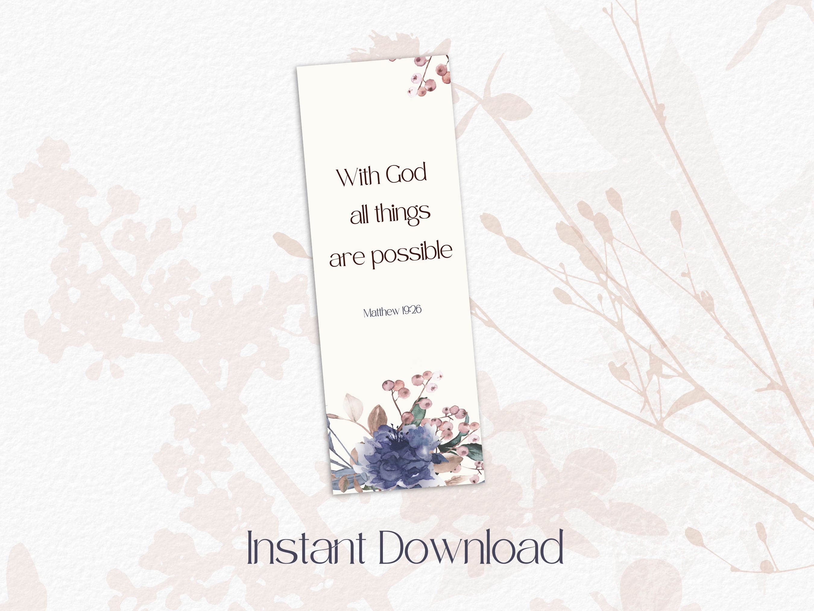 Unique Scripture Printable Bookmarks Set of Four Watercolors Flower ...