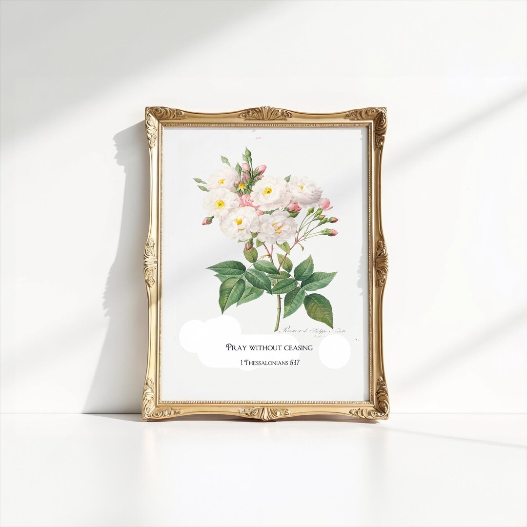 Pray Without Ceasing Printable Vintage Floral Wall Hanging, Digital ...