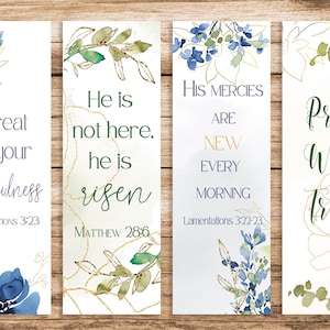 Watercolor Scripture Bookmark Set: Botanical Floral Prints (digital ...