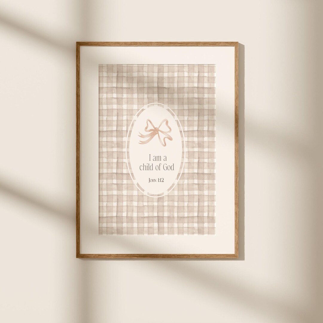 Child of God Printable Poster: Beige Gingham Nursery Decor (digital ...