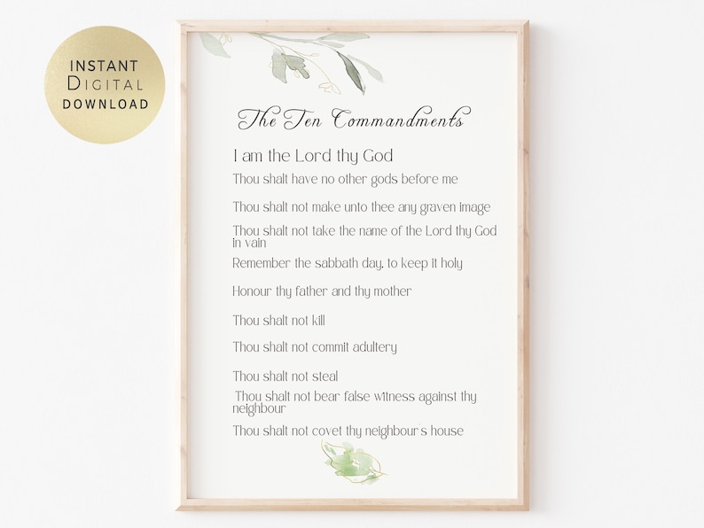 The Ten Commandments Printable Scripture Family Sign, Modern Verse ...