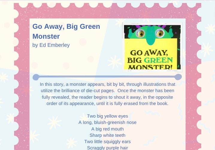 Go Away, Big Green Monster Flannelboard Story - Etsy