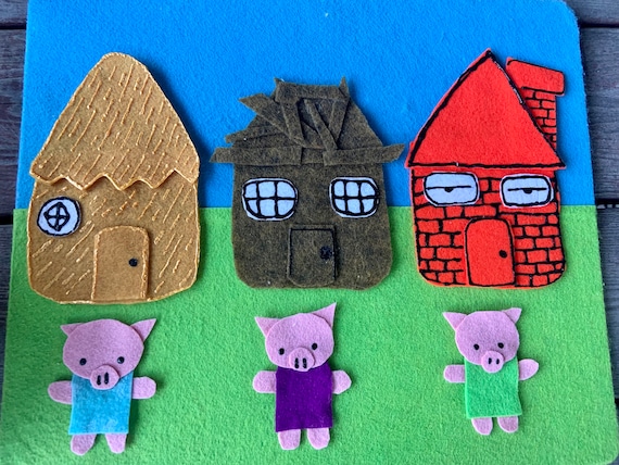 The Three Little Pigs Story Re-telling Flannelboard Set - Etsy