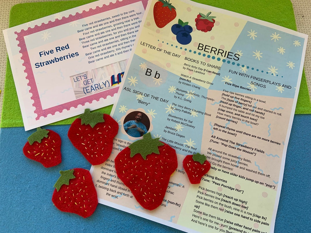 Five Little Strawberries Flannel Story Set - Etsy