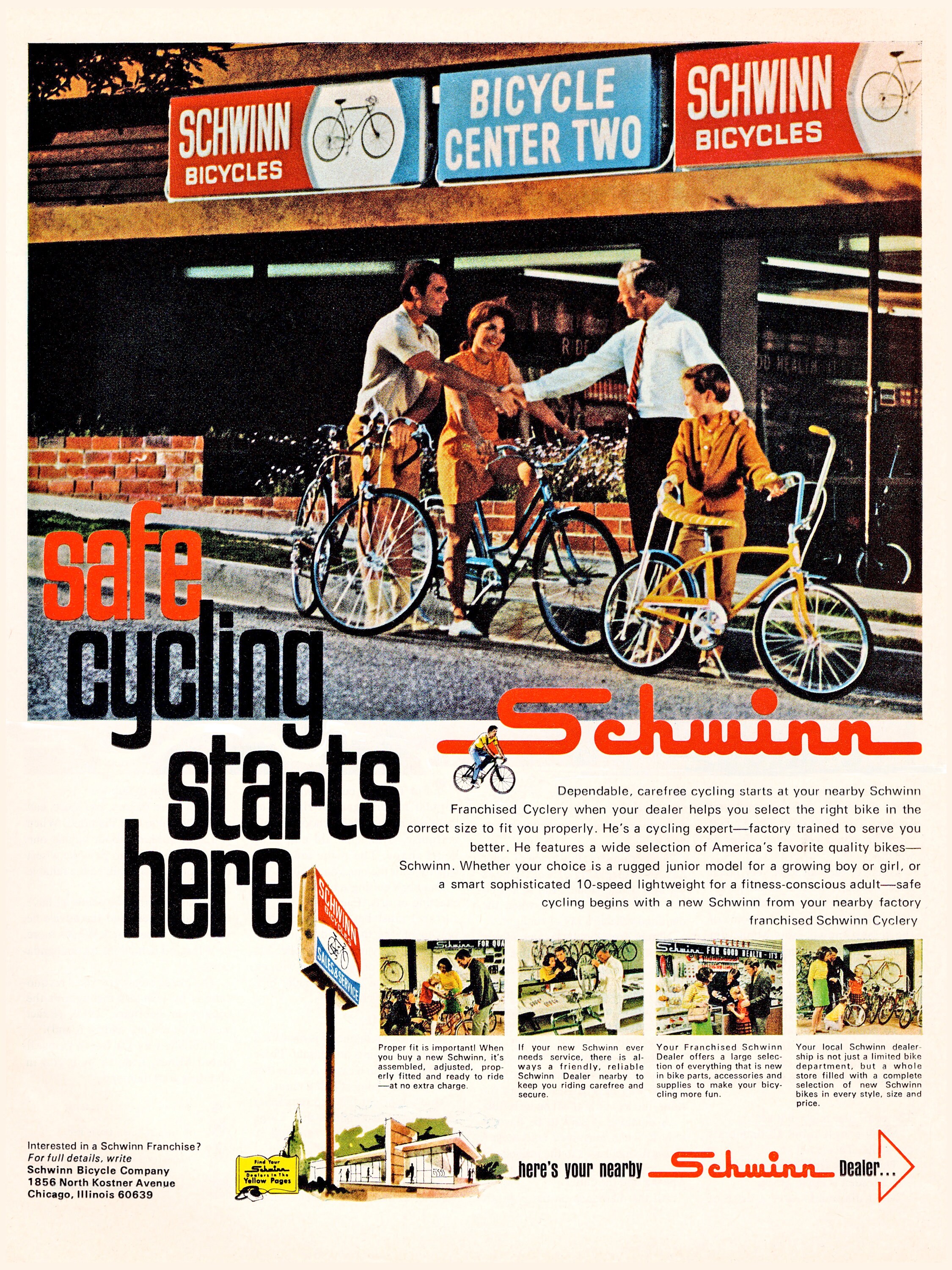 Reproduction Bicycle Ad in Front of a Schwinn Dealership 1970. Gift for ...