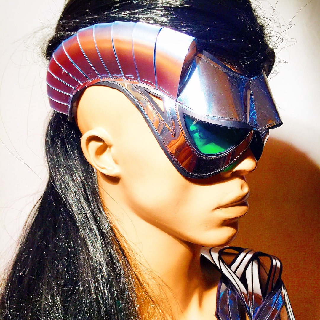 Chrome Horned Cyborg Mask: Futuristic Burning Man Goggles - Etsy UK