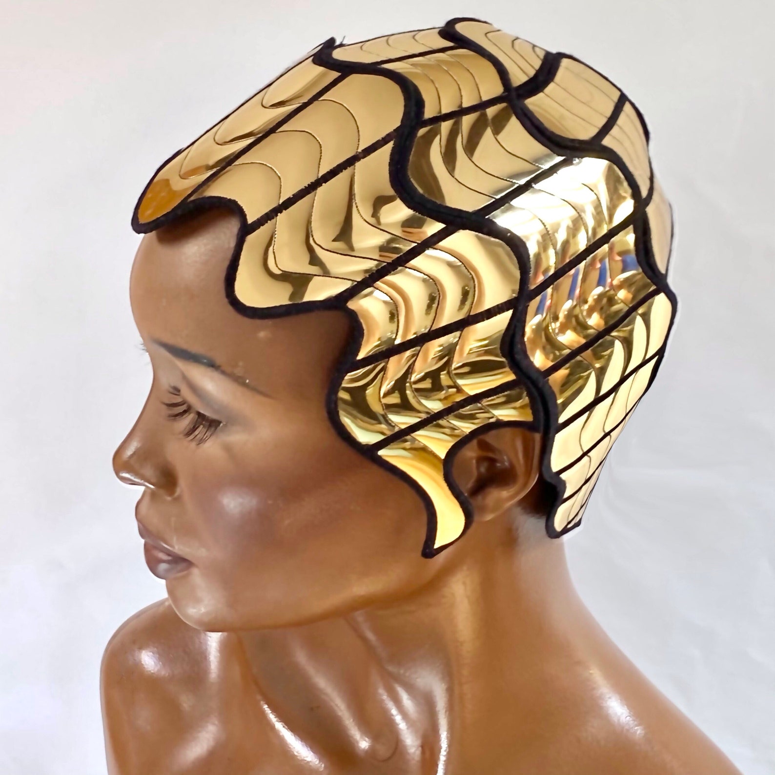 Finger Wave Divamp Gold WIG Cap josephine Baker Metallic Wig | Etsy