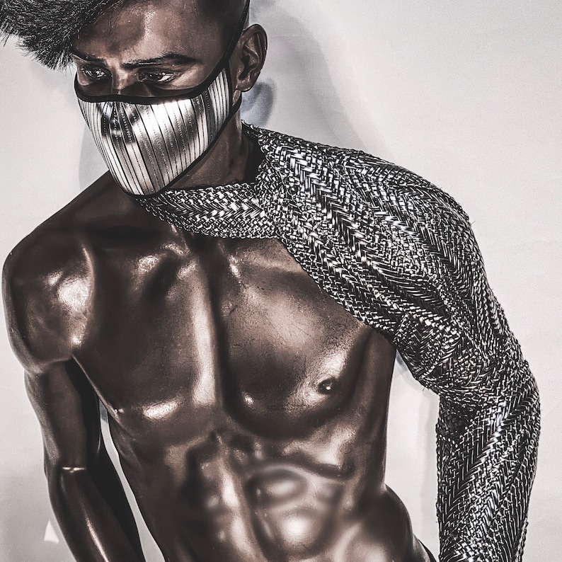 Futuristic chrome face mask mouth maskscifi muzzle metal | Etsy