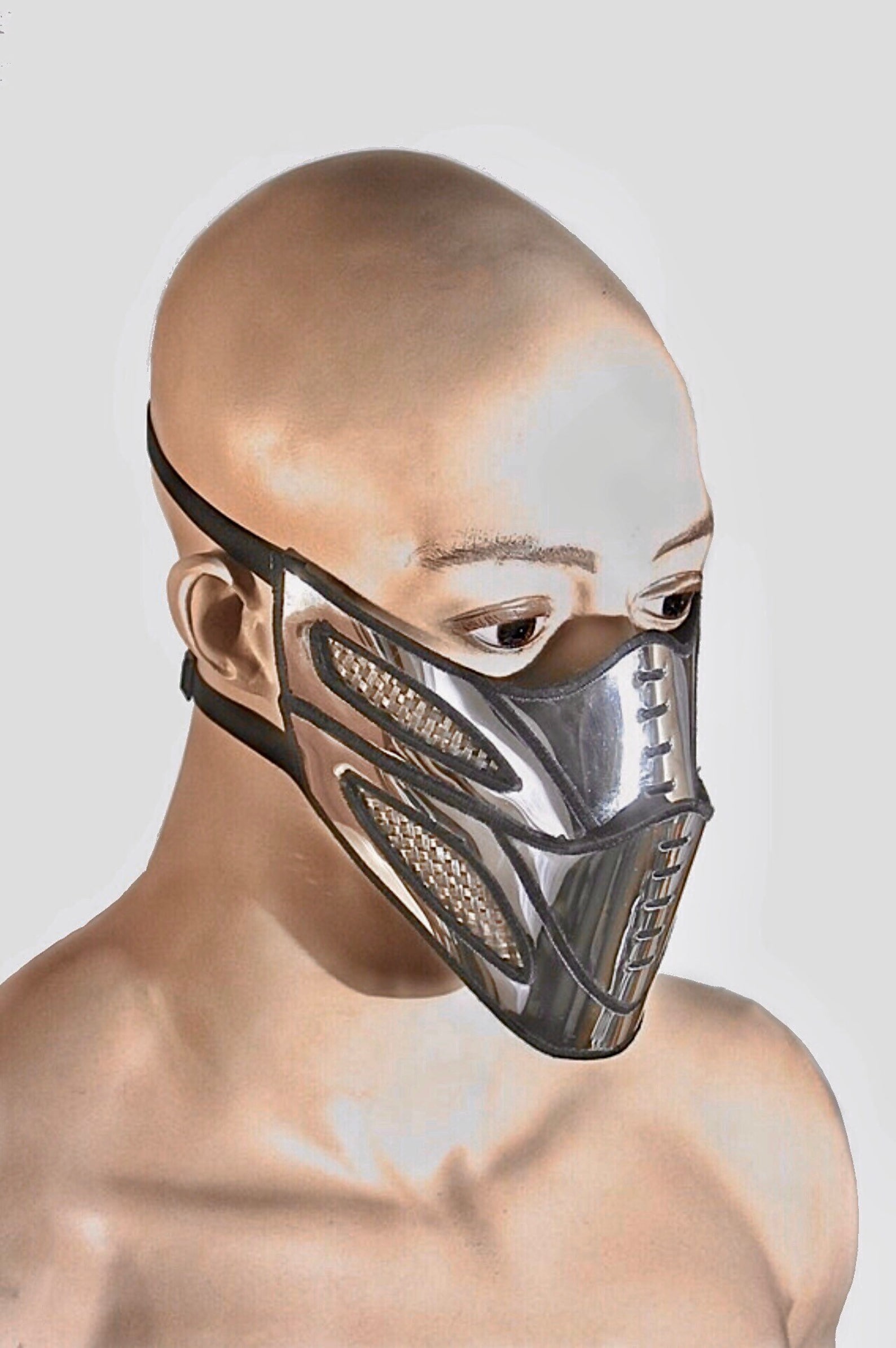 Futuristic Face Mask Masquerade Mouth Mask Chrome Facemask - Etsy