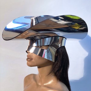 Futuristic Chrome Space Cowboy Hat, Big Brim, Cowgirl Hat, Fedora ...