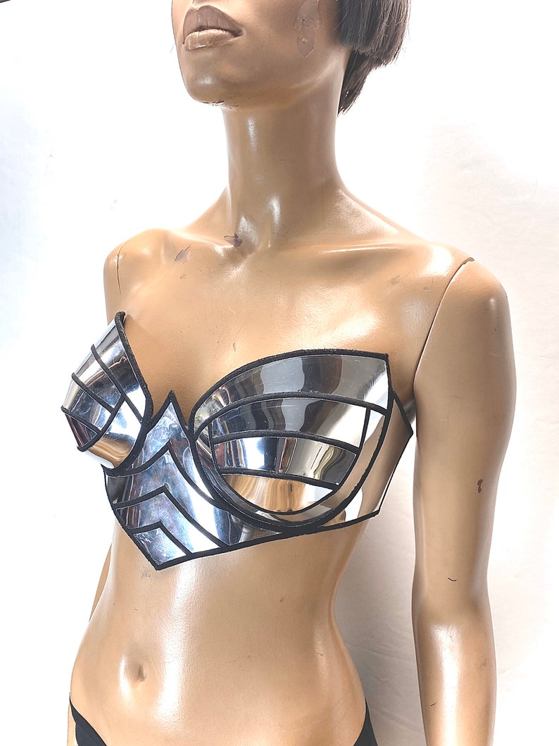 Sun Goddess Bustier Bra in Chrome Futuristic Metallic Top | Etsy