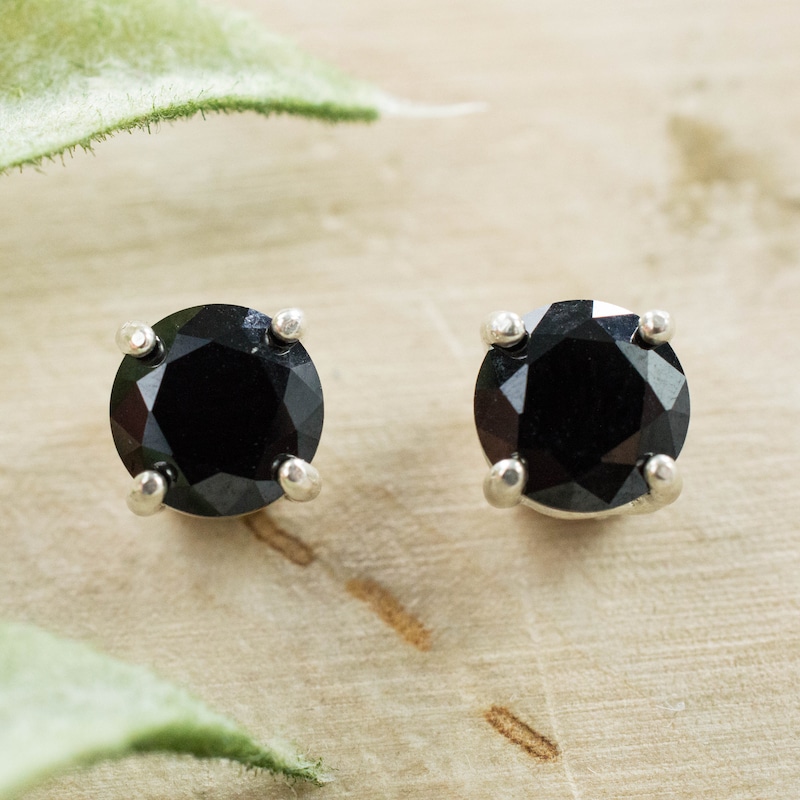 Black Stud Earrings - Etsy