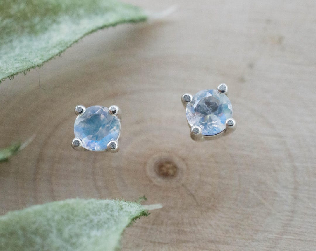 Rainbow Moonstone Earrings, Natural Untreated India Moonstone; 0.430cts ...