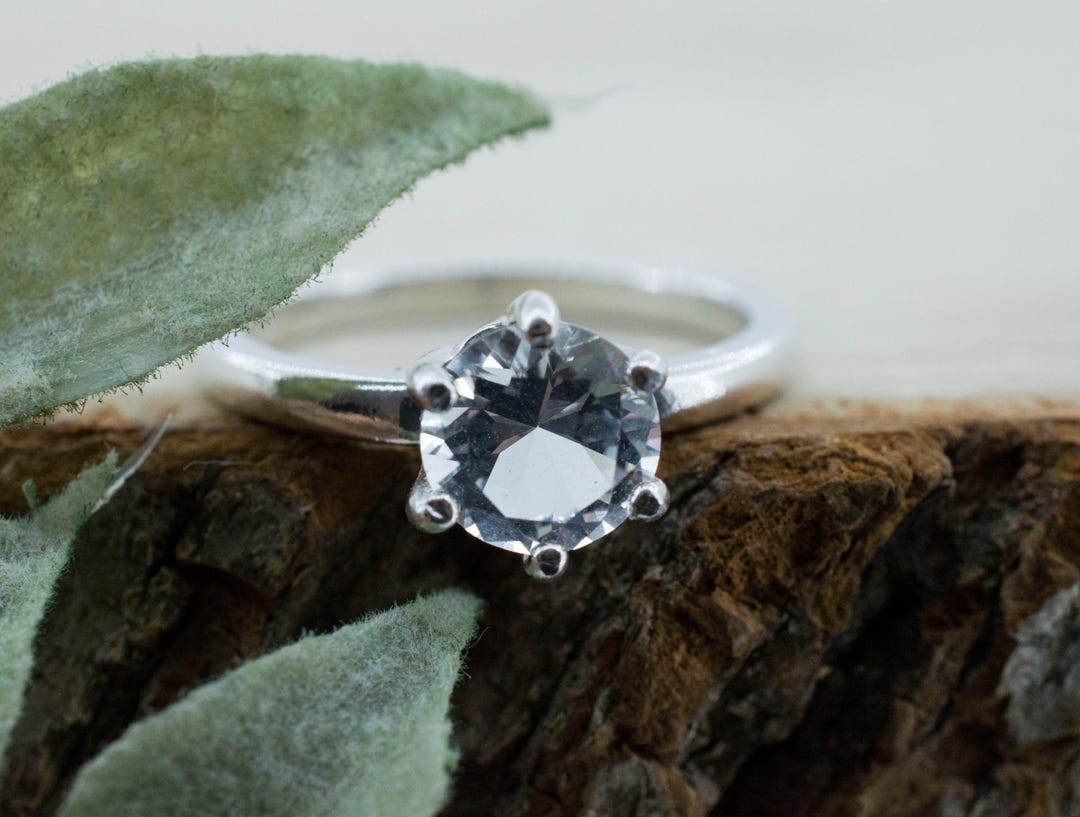 Goshenite Ring; Natural Untreated Mozambique Platinum Beryl; 1.090cts ...