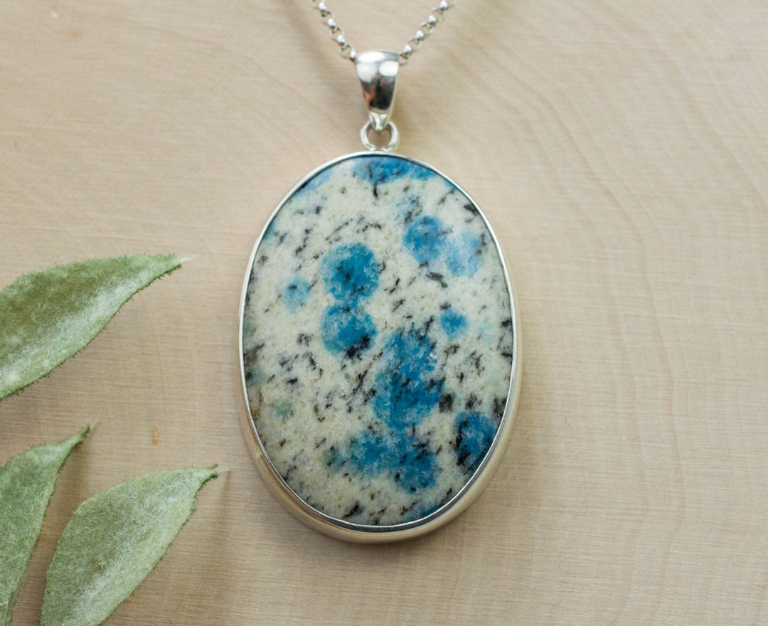 K2 Stone Pendant; Natural Untreated K2 Granite and Azurite - Etsy