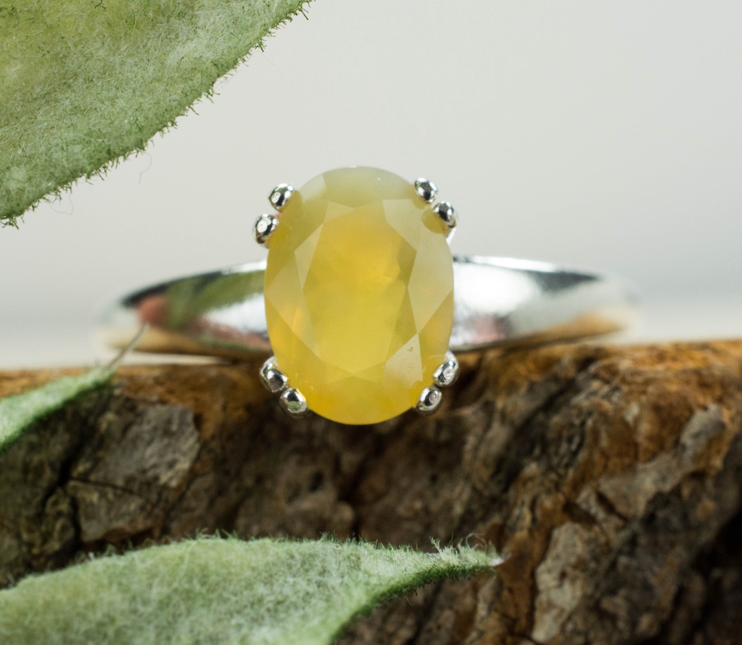Yellow Opal Ring, Genuine Untreated Tanzania Opal - Etsy