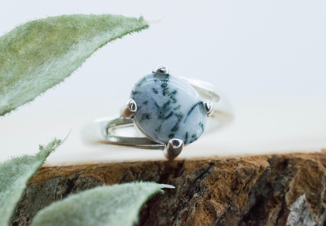 Tree Agate Ring; Natural Untreated Brazil Dendritic Agate; 1.640cts - Etsy