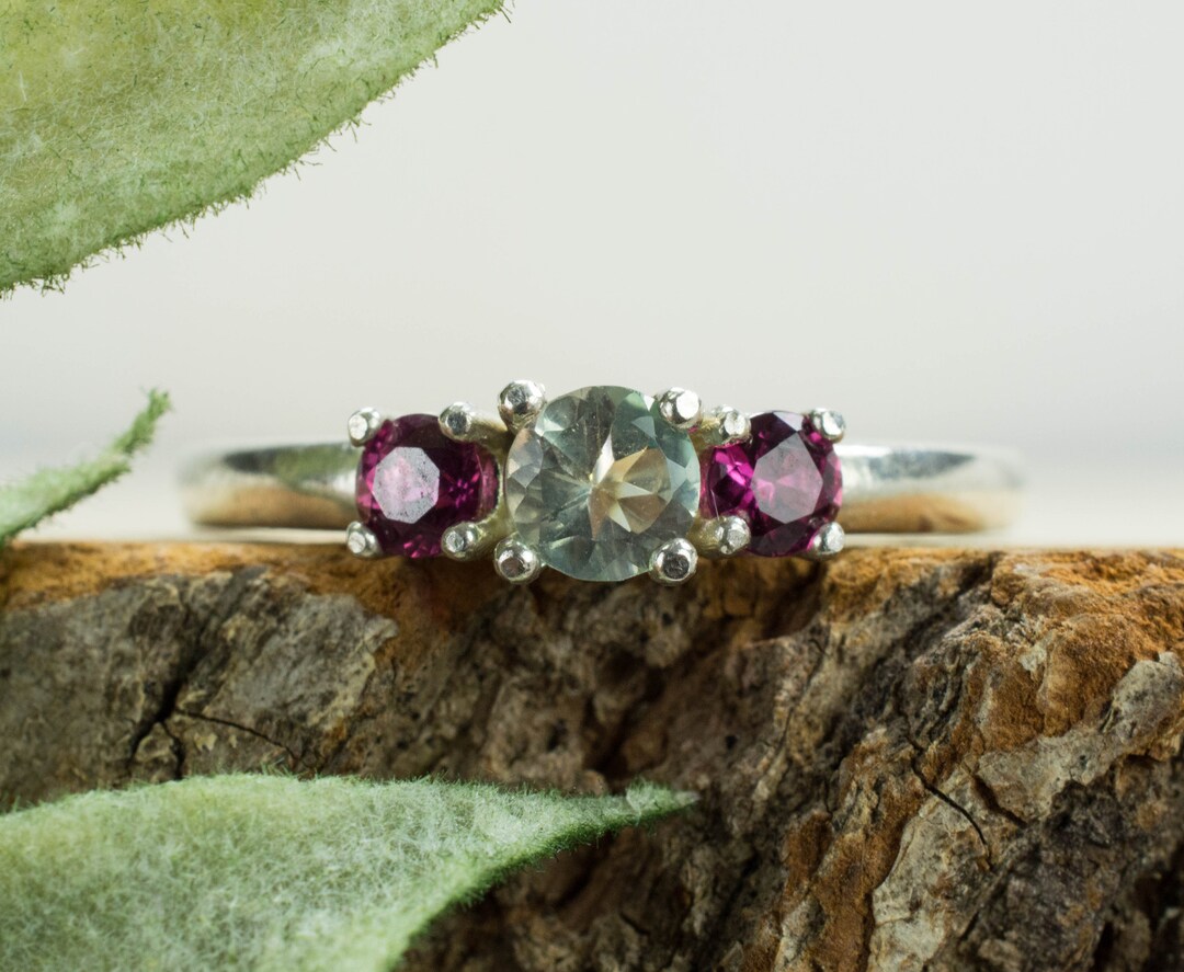 Oregon Sunstone and Ruby Sterling Silver Ring, Genuine Untreated ...