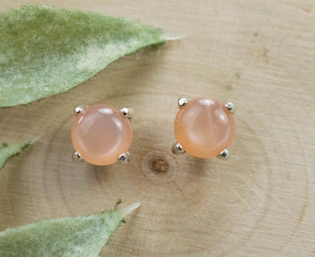 Peach Moonstone Earrings; Natural Untreated Indian Moonstone; 1.670cts ...