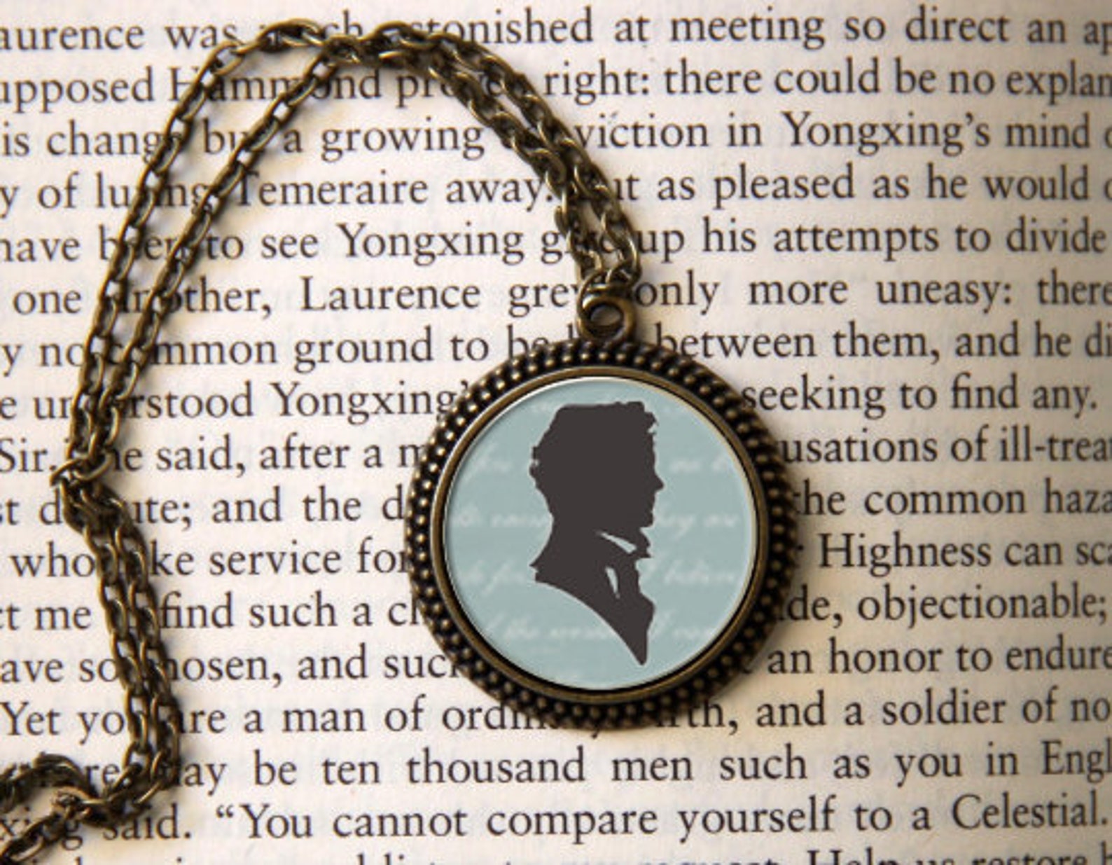 Fitzwilliam Darcy Silhouette Round Pendant - Etsy