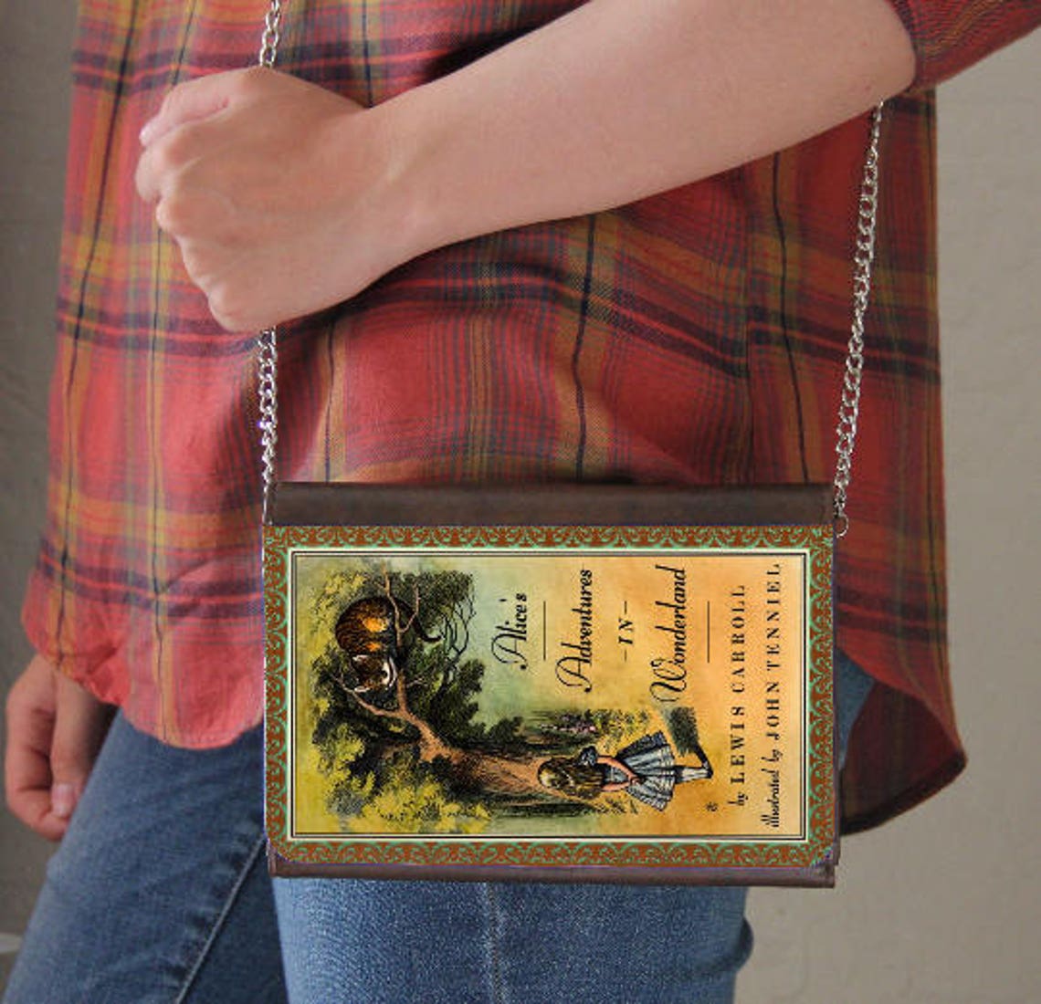 Alice's Adventures in Wonderland Book Cover Faux Leather Purse Handbag ...