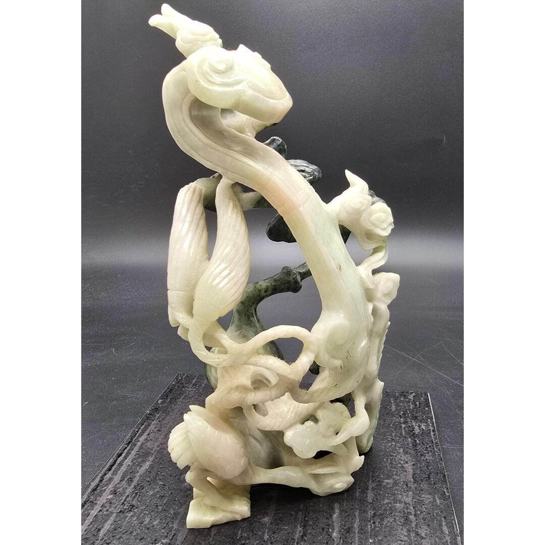 Vintage Hand-carved Jade Phoenix & Dragon Sculpture HS283 - Etsy