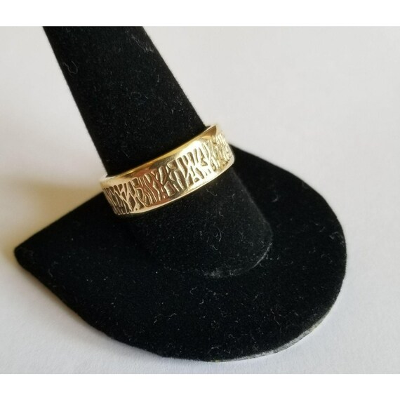 14k Gold Wedding Band Ring Custom Tree Imprint Style … - Gem
