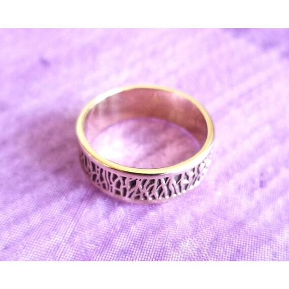 14k Gold Wedding Band Ring Custom Tree Imprint Style … - Gem