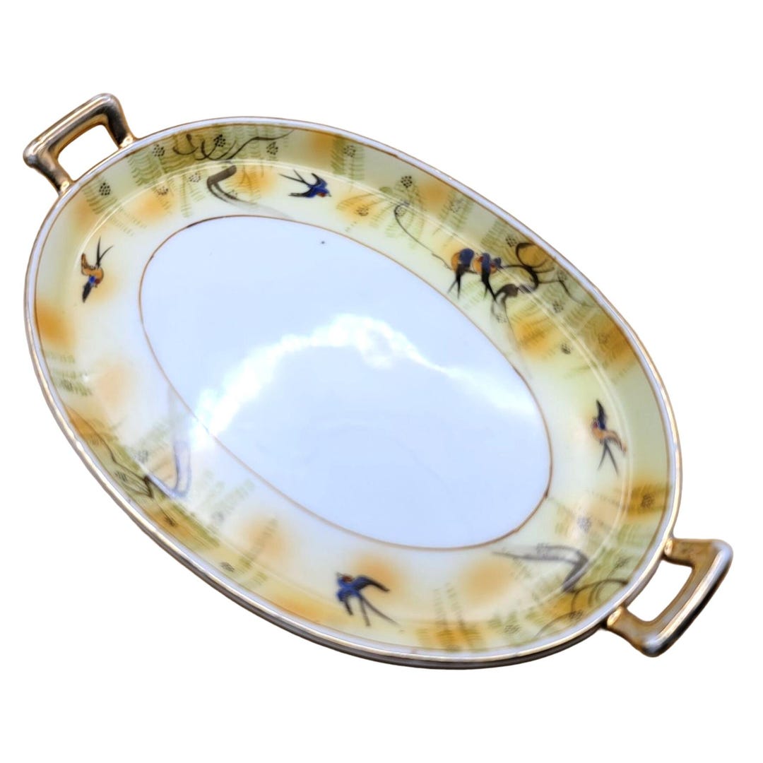Hand Painted Made in Japan Porcelain Oval Serving Tray Bird Design Sm2004 - Etsy