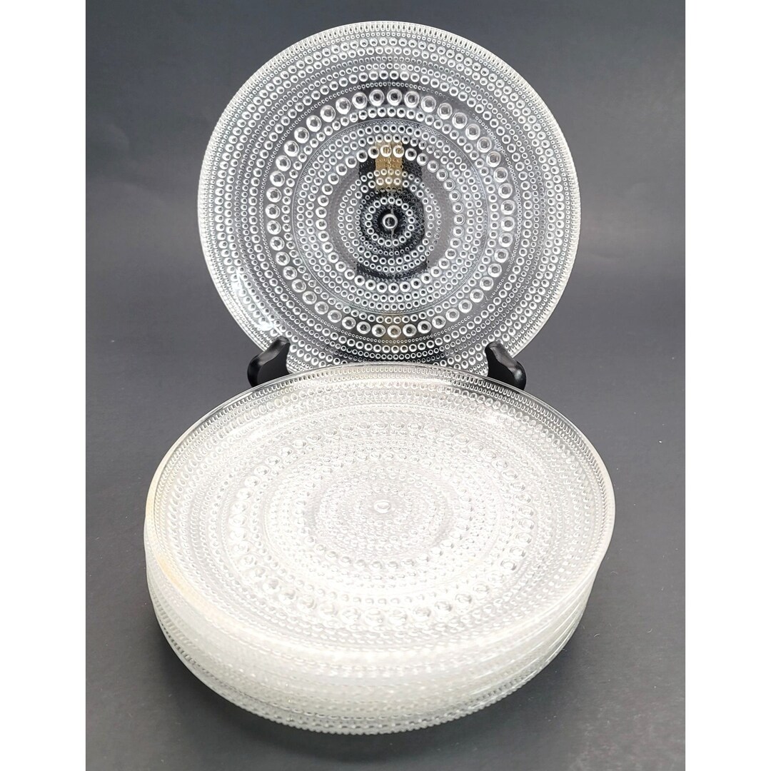 Littala Kastehelmi Glass Plates Finland Dew Drop Knobby Back Lot of 6 ...